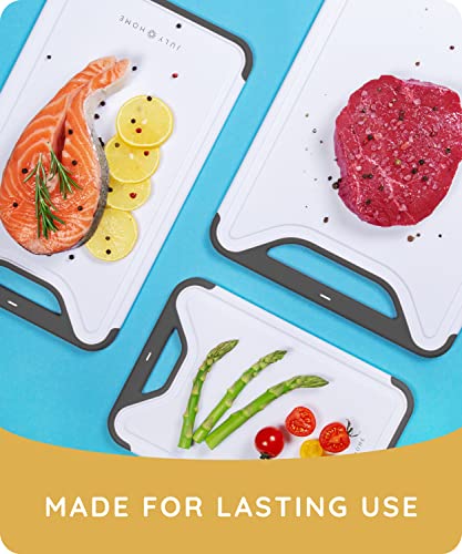 Serveware Accessories for Kitchen, Plastic Cutting Board, Dishwasher Safe Cutting Board with Juice Grooves, Thick Chopping Board for Meat, Veggies, Fruits, Easy Grip Handle, Non-Slip (Black, 10" x 7")