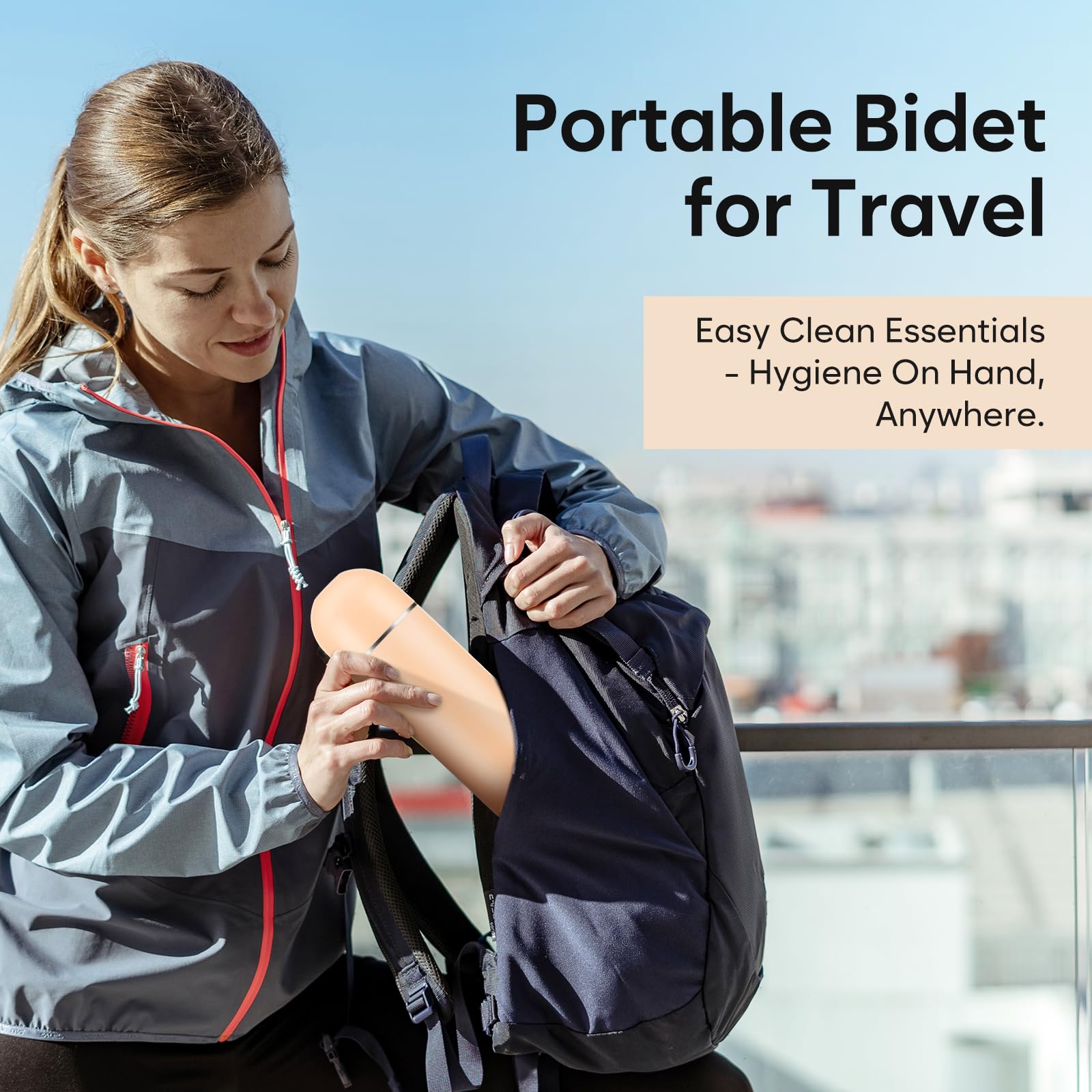 Easy@Home Portable Travel Bidet: Peri Bottle for Postpartum Care - Handheld Sprayer Kit with 380mL (12.8 oz) Large Capacity Bottle - Personal Hygiene Water Spray for Women & Men | EPB-01 Brown