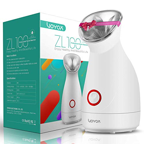 VOYOR Facial Steamer for face Professional - Nano Ionic hot Mist Face Steamer for Facial Deep Cleaning Pore, Blackhead Removal, Home Mini Sauna Spa Moisturize Skincare kit ZL100 US (110)