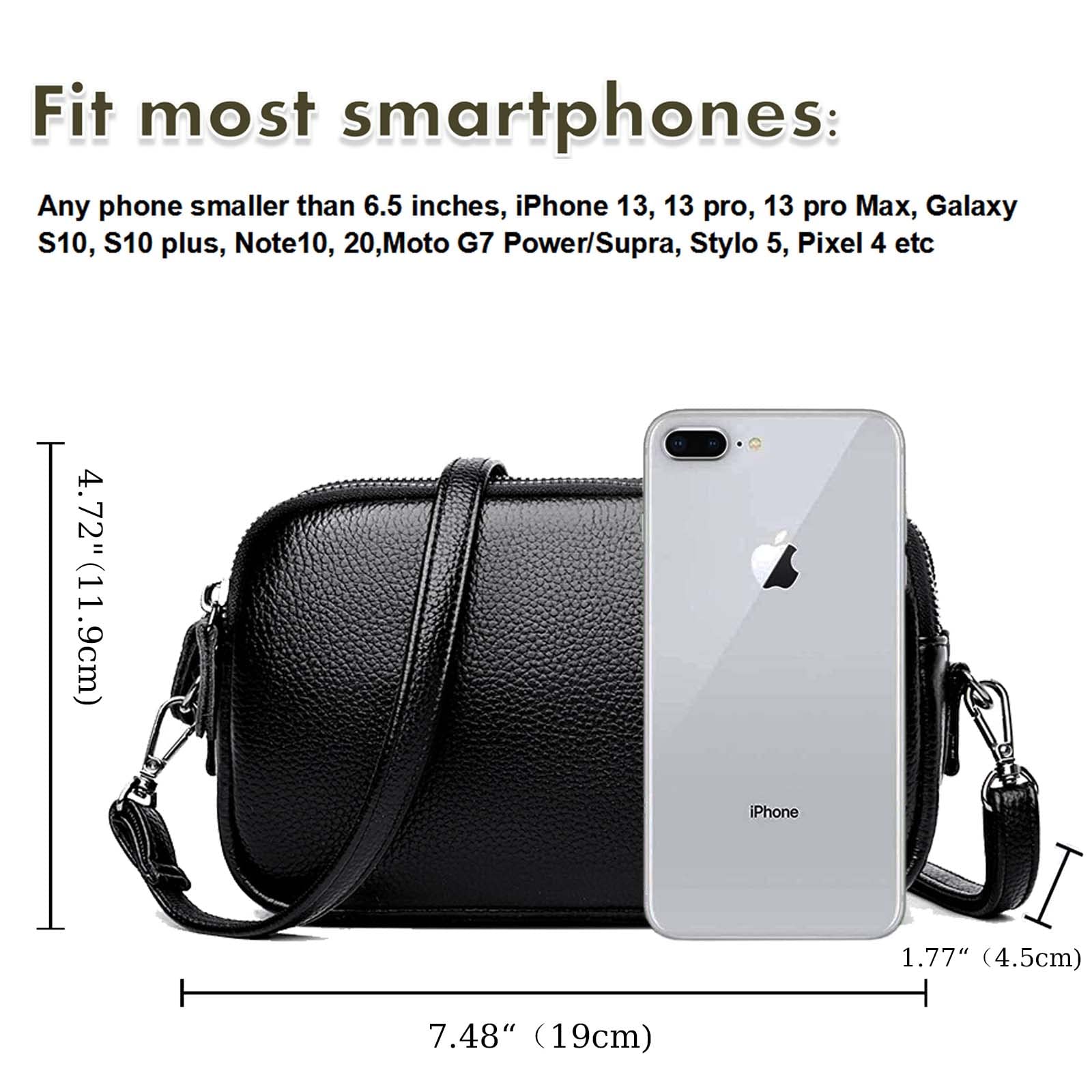Small Crossbody Bags for Women Genuine Leather Crossbody Purses Trendy Clutch Purse Shoulder Handbag (Black)