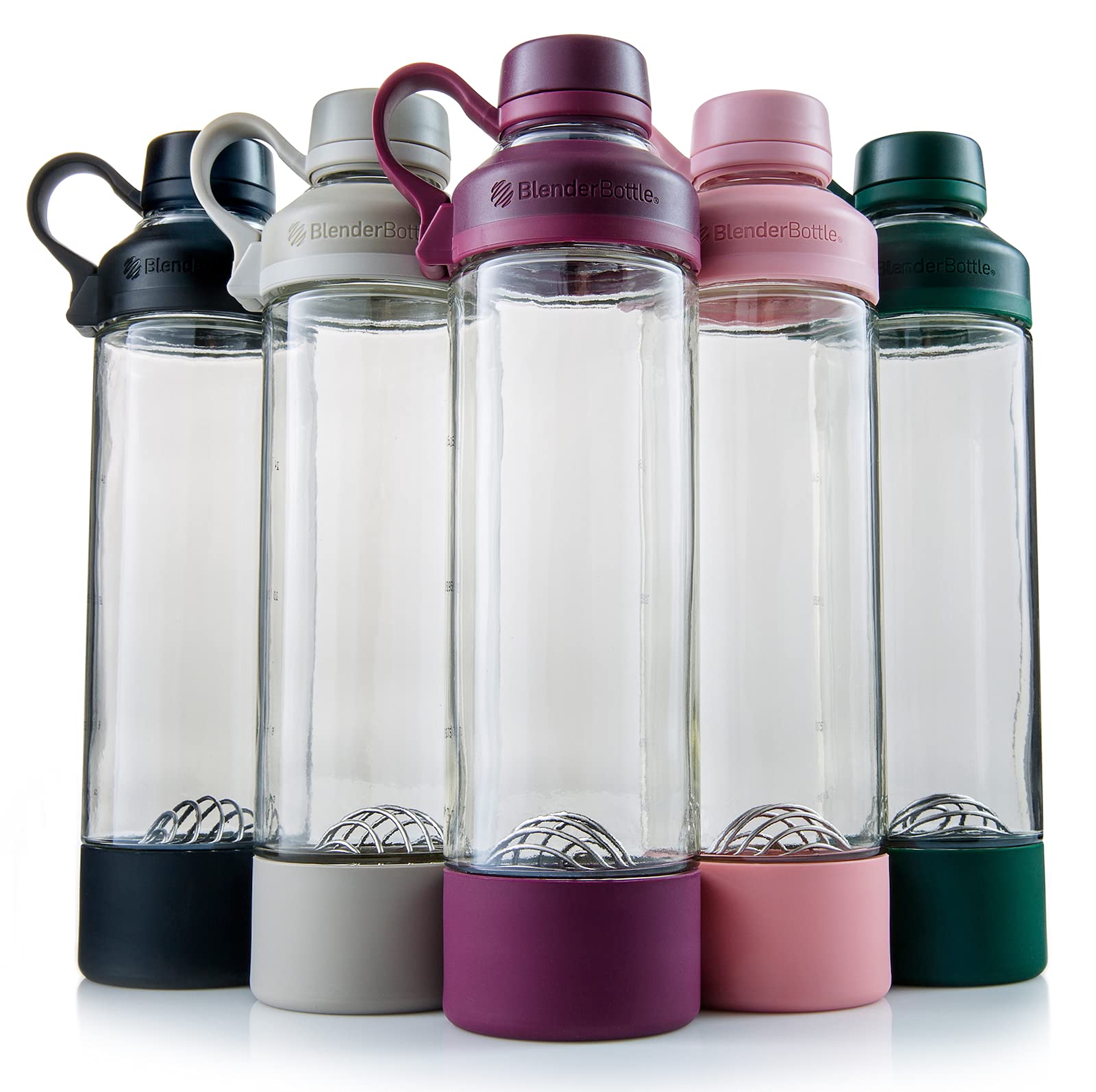 BlenderBottle Mantra Glass Shaker Bottle for Protein Mixes, 20-Ounce, Plum
