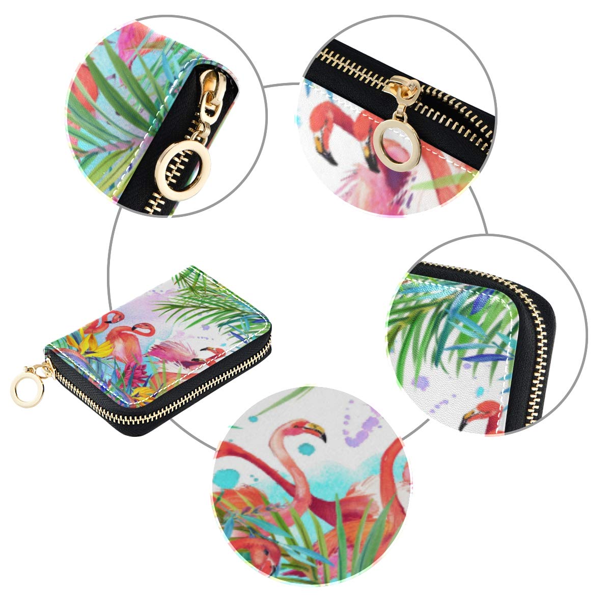 MOYYO RFID Credit Card Holder Case Vintage Sea Turtle Leather Printed Zipper Card Case Wallet for Women Girls