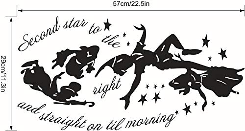Wallpark Peter Pan Characters Wall Decals Quotes Inspirational Words Removable Wall Sticker, Children Kids Baby Home Room Nursery DIY Decorative Adhesive Art Wall Mural