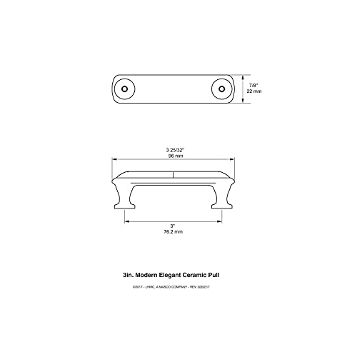 Liberty P37513C-SN-CP Modern Elegant Ceramic 3" (76mm) Cabinet Pull in Satin Nickel