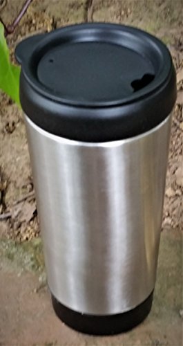Stainless Steel Travel Mug with Push Down Lid, 14 oz Sold by whatsnext