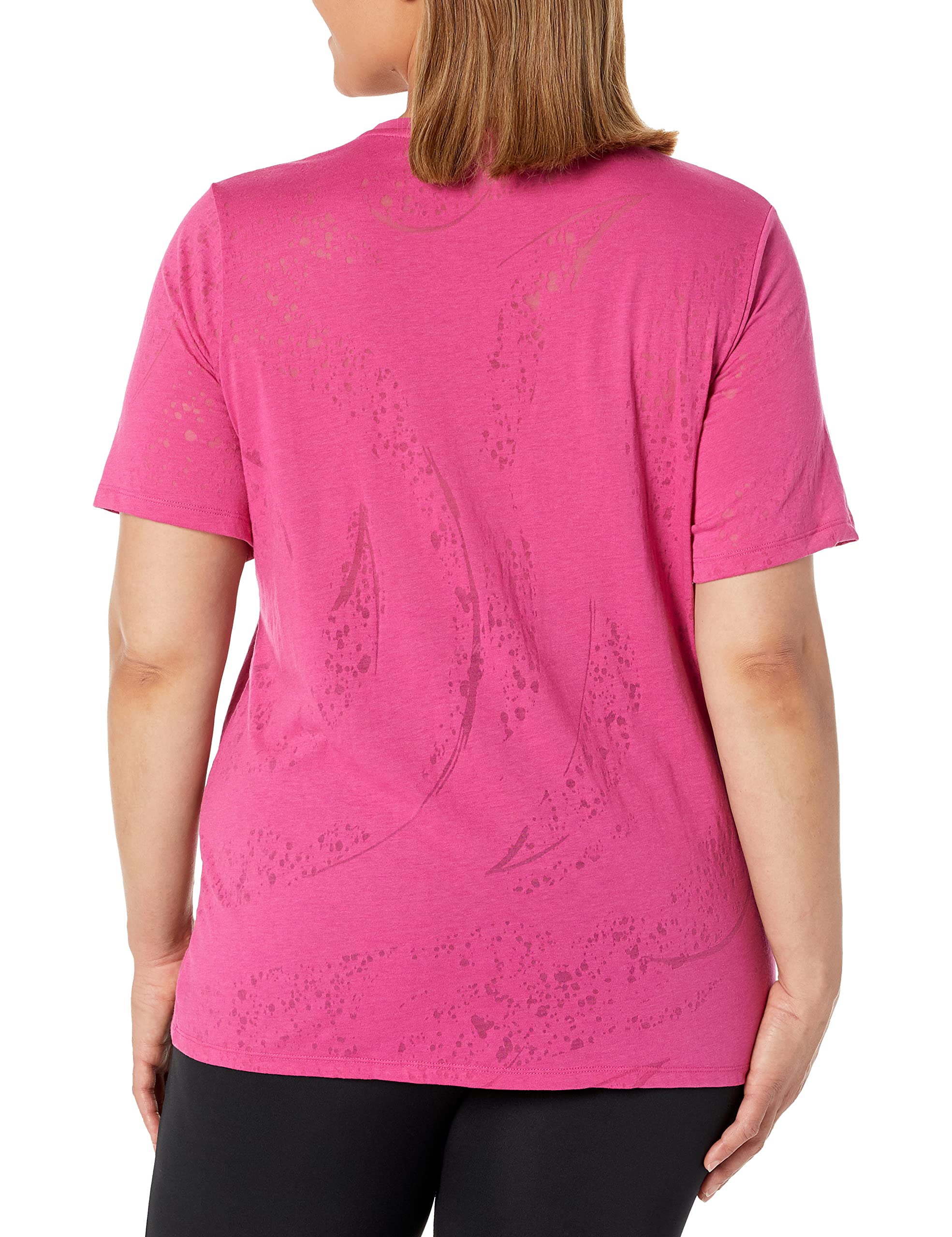 Reebok Women's Plus Size Burnout Tee, Semi Proud Pink/Speckle, 3X-Large