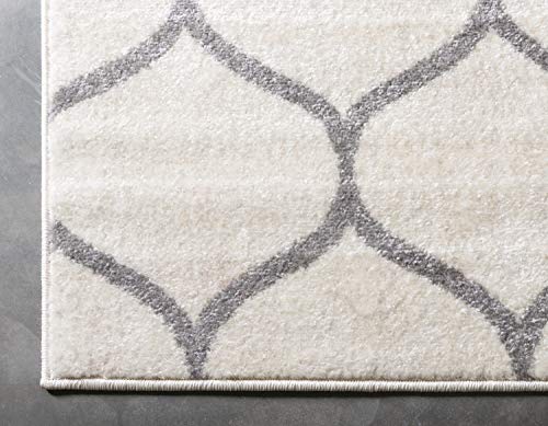 Unique Loom Trellis Frieze Collection Area Rug - Rounded (5' 1" x 8', Ivory/ Gray)