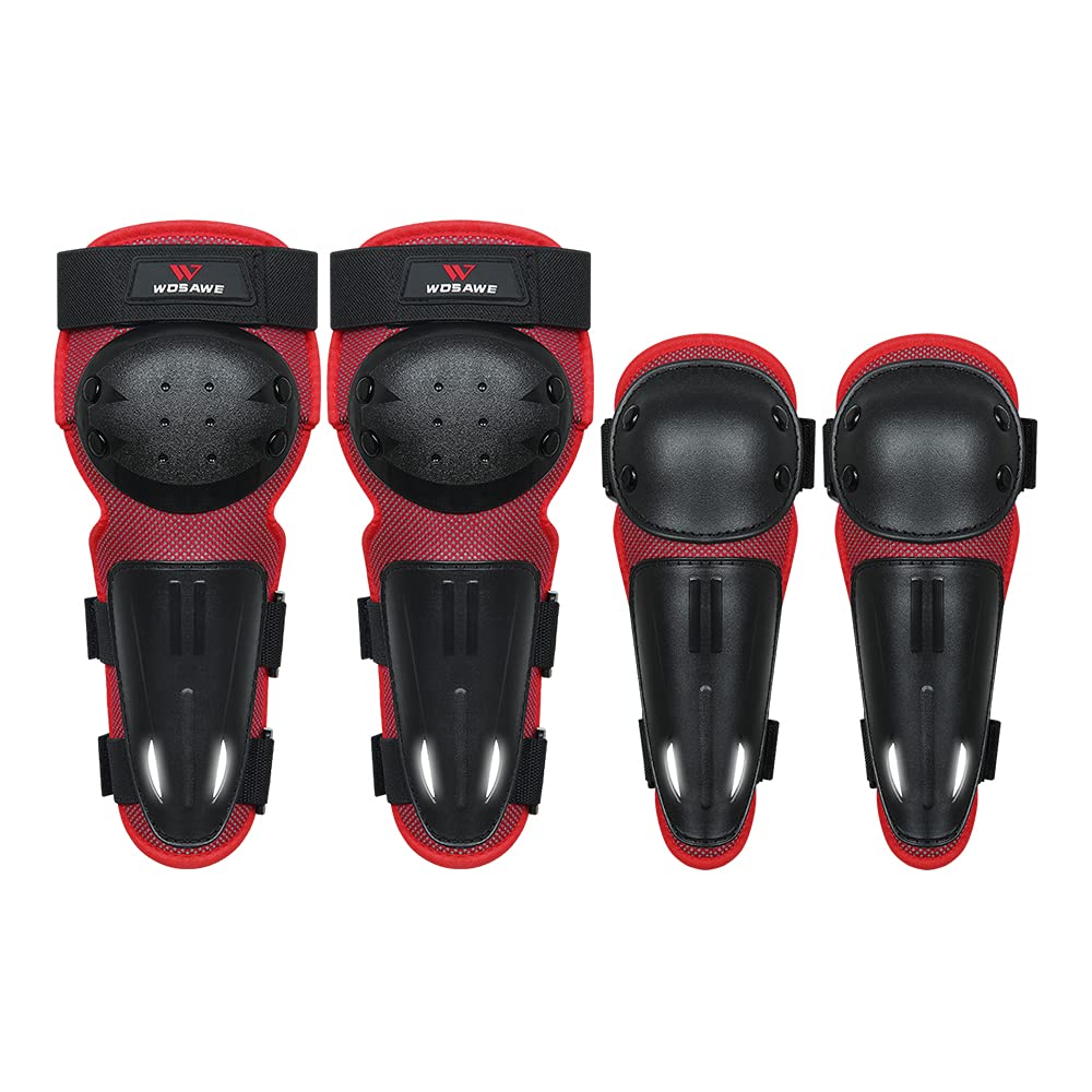 WOSAWE Kids Dirt Bike Chest Protector Skating Knee Elbow Pads Youth ATV Spine Protective Gear Kit, Red