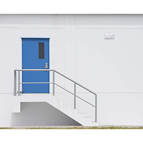 SURE-LITES White Emergency Lights, Two LED Light Heads - 50 Feet Egress Coverage, External Battery Disconnect, 120-277V, Indoor/Outdoor
