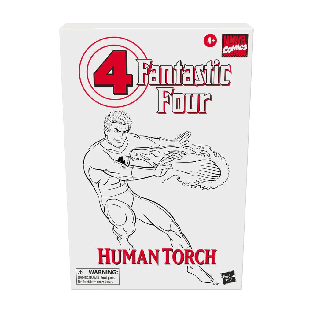 Marvel Hasbro Legends Series Fantastic Four Retro Human Torch 6-inch Action Figure Toy, Includes 5 Accessories