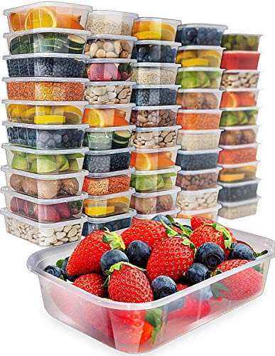 PrepNaturals Food Storage Containers with Lids - Plastic Containers with Lids (50 Pack,17 Ounce)