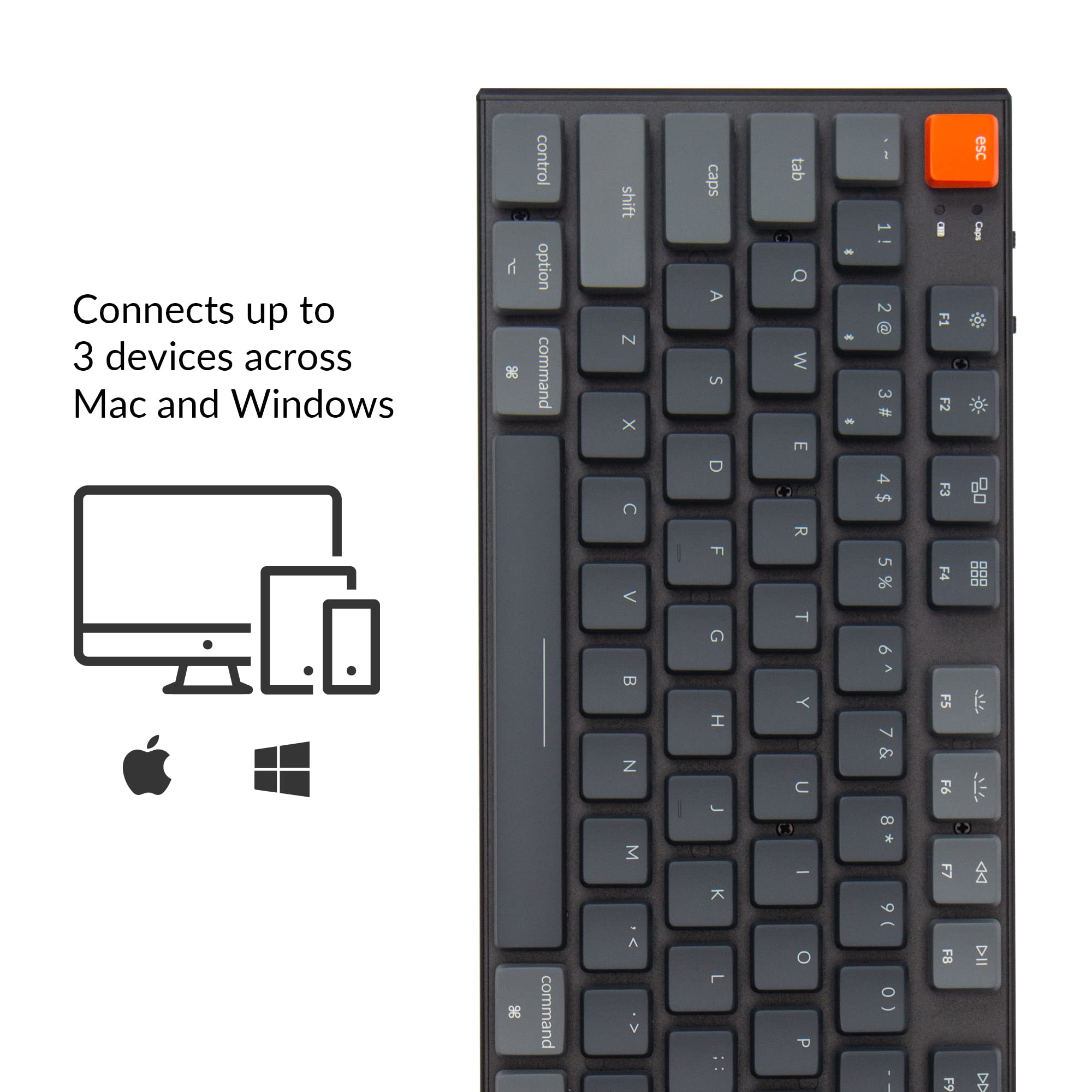 Keychron K1 RGB Hot-swappable Tenkeyless Layout Ultra-Slim Wireless Bluetooth/Wired USB Mechanical Keyboard for Mac Windows with Low-Profile Keychron Optical Blue Switch Full Aluminum - Version 5