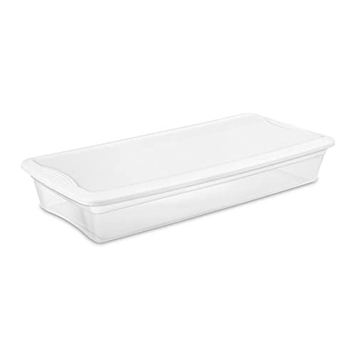 Sterilite 41 Quart Lightweight Plastic Clear Multipurpose Under Bed Storage Box Container Tote with Secure Snapping Lid for Home Organization, 12 Pack