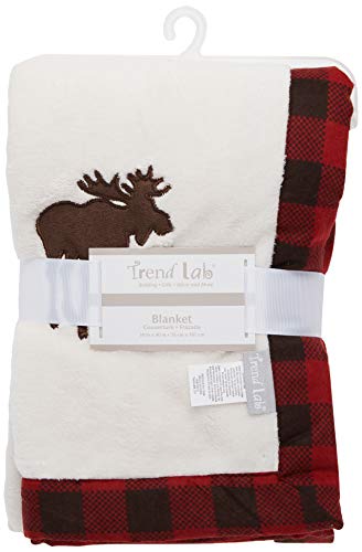 Trend Lab Northwoods Framed Soft Fleece Receiving Blanket, Moose Applique, 30x40 Inch (Pack of 1)