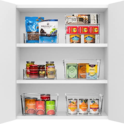 Sorbus Storage Bins Clear Plastic Organizer Container Holders with Handles β Versatile for Kitchen, Refrigerator, Cleaning Supplies, Cabinet, Food Pantry, Bathroom Organization (Set of 10, Clear)