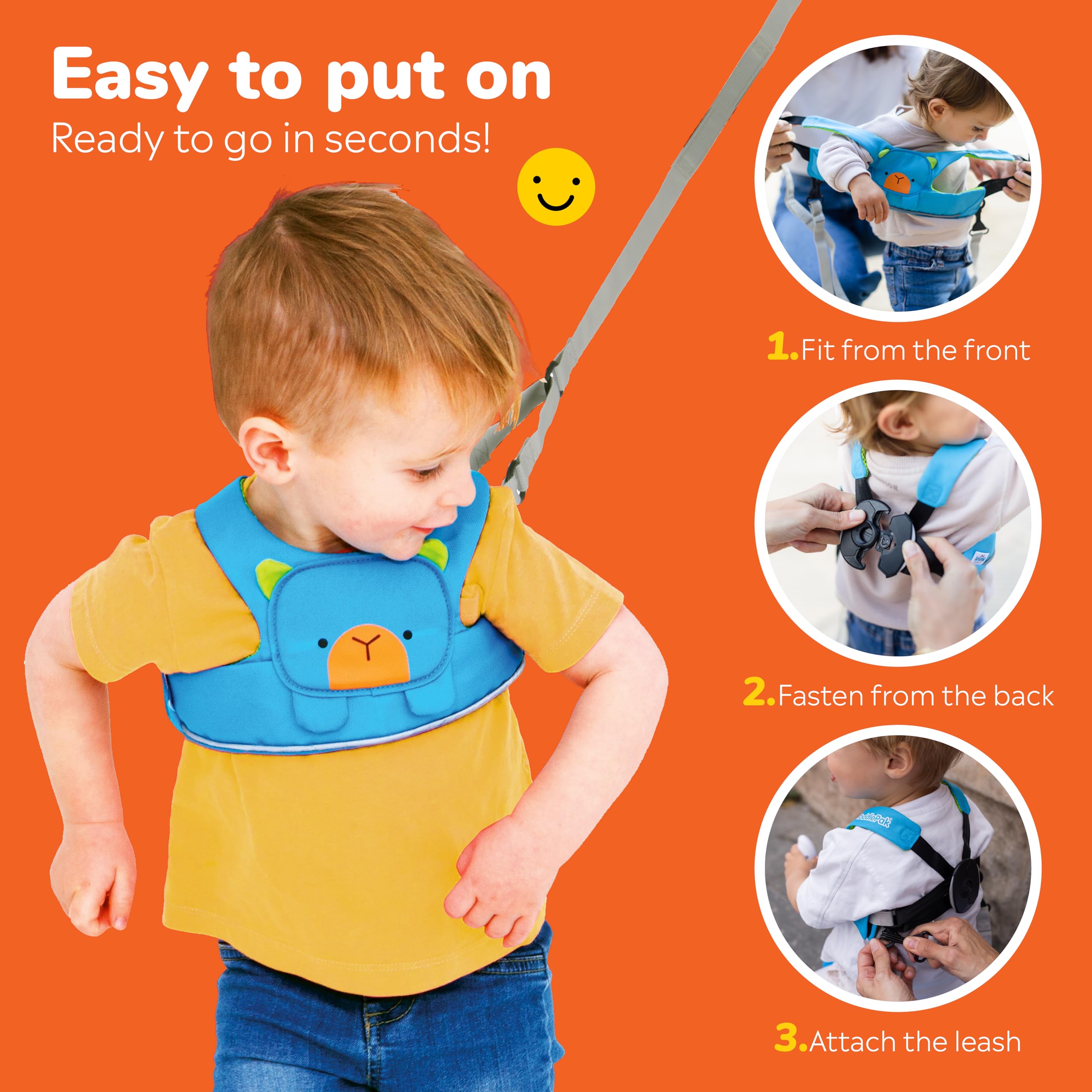 Trunki Toddler Leash - Fuss Free Toddler Walking Reins & Kids Safety Harness | Baby Leash for Kids – Bert Bear (Blue)