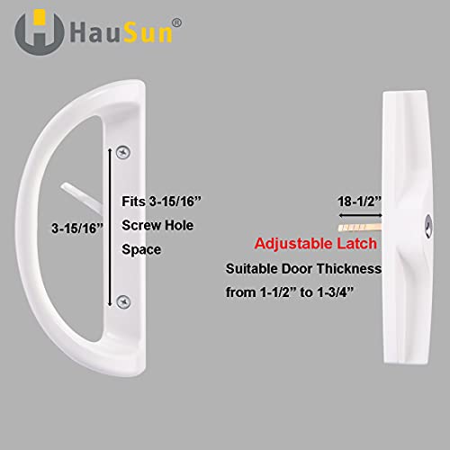 Sliding Patio Door Handle Set with Key Cylinder and Mortise Lock, Full Replacement Handle Lock Set Fits Door Thickness from 1-1/2" to 1-3/4",3-15/16” Screw Hole Spacing, Reversible Design(Non-Handed)