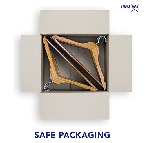 Neaties Bamboo Wood Hangers | Cherry Finish | with 360° Degree Swivel Hook & Smooth Cut Notches | 12Pack