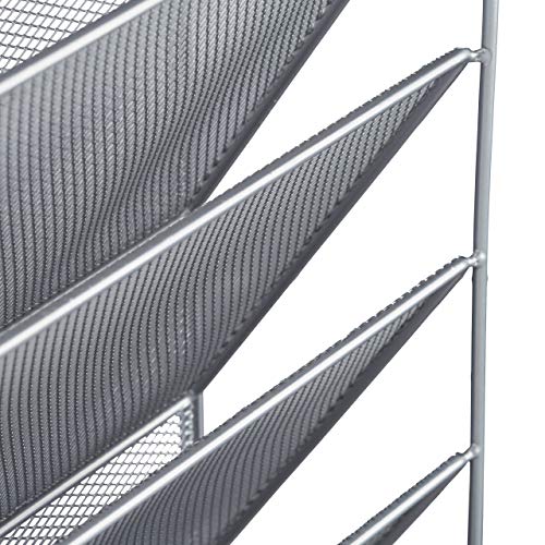 Relaxdays Wall Mount Magazine Rack, 10.5 x 32.5 x 40.5 cm, Silver