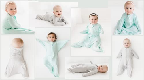 Transition Swaddle - Baby Wearable Blanket - Baby Sleep Sack with 2-Way Zipper - 95% Bamboo Viscose Fiber/5% Spandex - TOG 0.5 - Cozy Sleep Wrap designed by a pediatric (Soft Mint, Medium 6-12 Month)