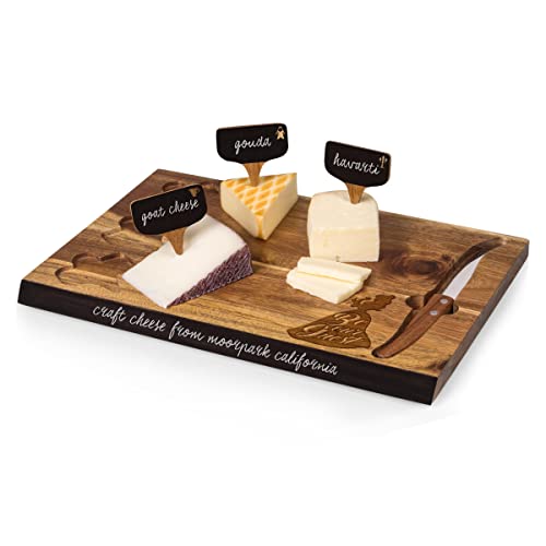 TOSCANA - a Picnic Time brand 833-00-512-033-12 Beauty Cutting Board and Serving Set, Beauty & the Beast - Acacia Wood