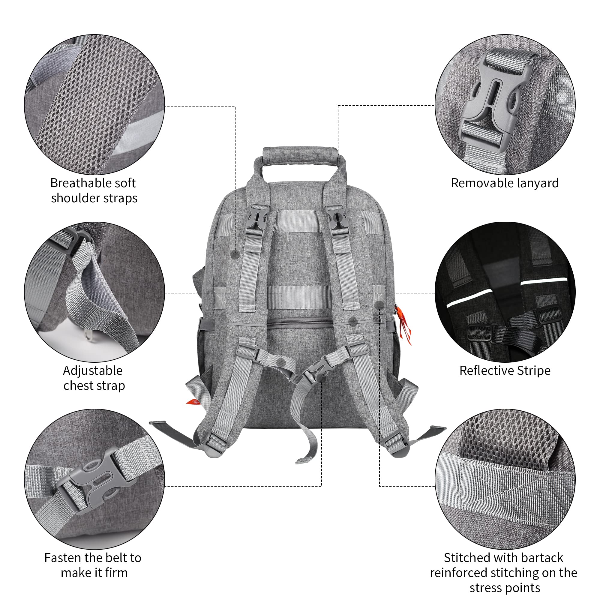 Homfu Diaper Bag Backpack with Changing Pad for Mommy Bags Grey Laptop Travel Backpacks Multifunction Dad Diaper Bag Waterproof Large Capacity Maternity Back Pack for Mom Boys Girls
