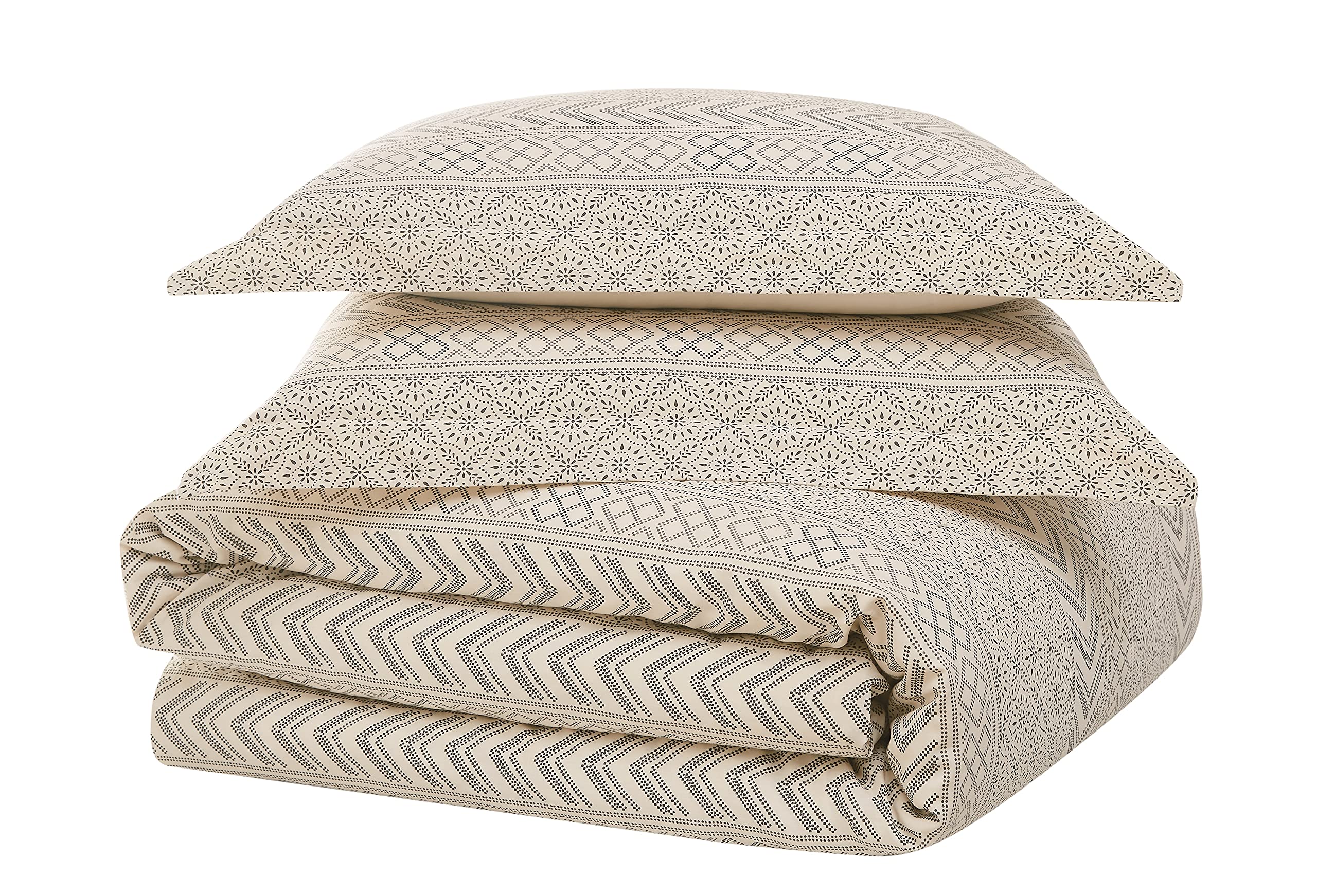 Brooklyn Loom Black and White Chase 3-Piece Full/Queen Duvet Cover Set