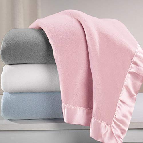 TL Care Fleece Blanket 30β X 40β with 2β Satin Trim, Gray, for Boys and Girls