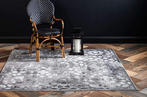 Unique Loom Sofia Collection Area Rug - Larvotto (6' 1" Square, Dark Gray/ Ivory)