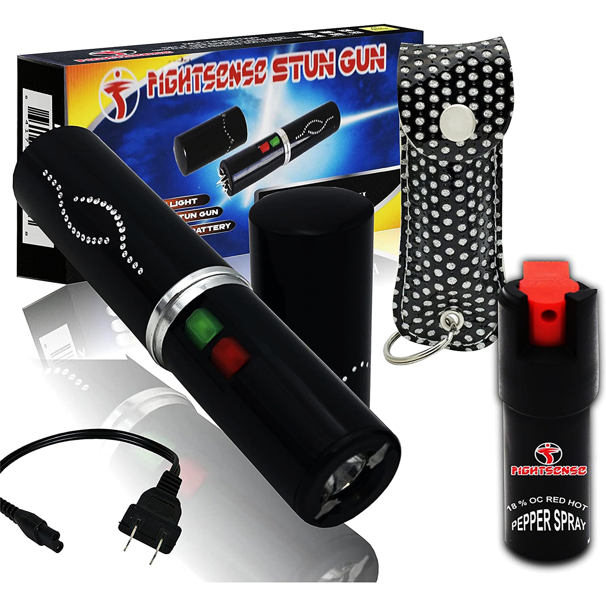 Super Heavy Duty Stun Gun for Self Defense with Bright Led Flashlight, Rechargeable Battery, Nylon Holsters with Belt Loop for Easy Cary (Black B)