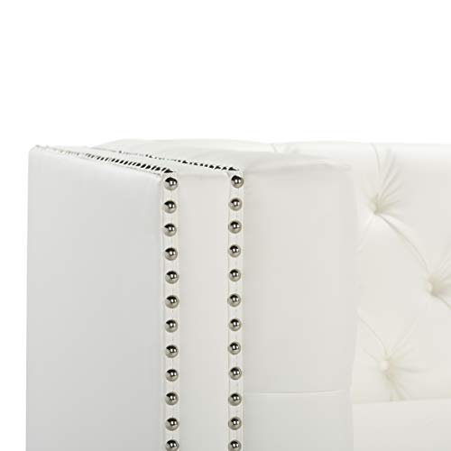 Safavieh Couture Home Miller White Leather and Chateau Brown Tufted Sofa