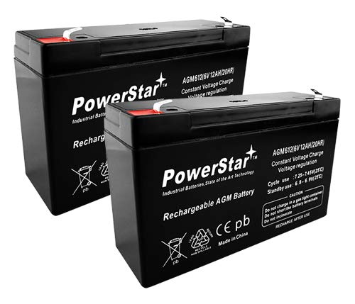 PowerStar New 2pc 6V 12Ah SLA Battery WB6120F2 for UB6120, D5778, PS6100