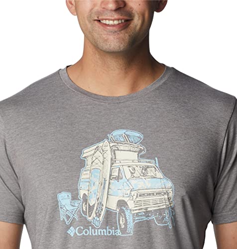 Columbia Men's Sun Trek Short Sleeve Graphic Tee, City Grey Heather/H2O Fanatic 2, X-Large