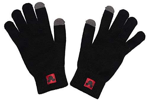 Disney Mickey Mouse Adult Knit Beanie Hat and Texting Glove Set (Black)