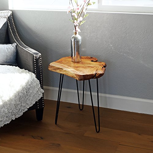 WELLAND Natural Edge End Table, Wood Side Table, Nightstand, Plant Stand 20.5" Tall,Unique Desktop