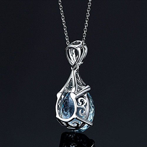 wassana Romantic Natural Women Silver Necklace Aquamarine Pendant Jewelry