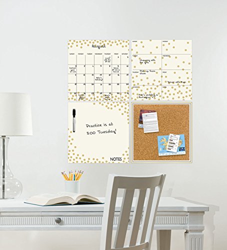 Wall Pops WallPops WPE1503 Gold Confetti Organization Kit, White & Off-White