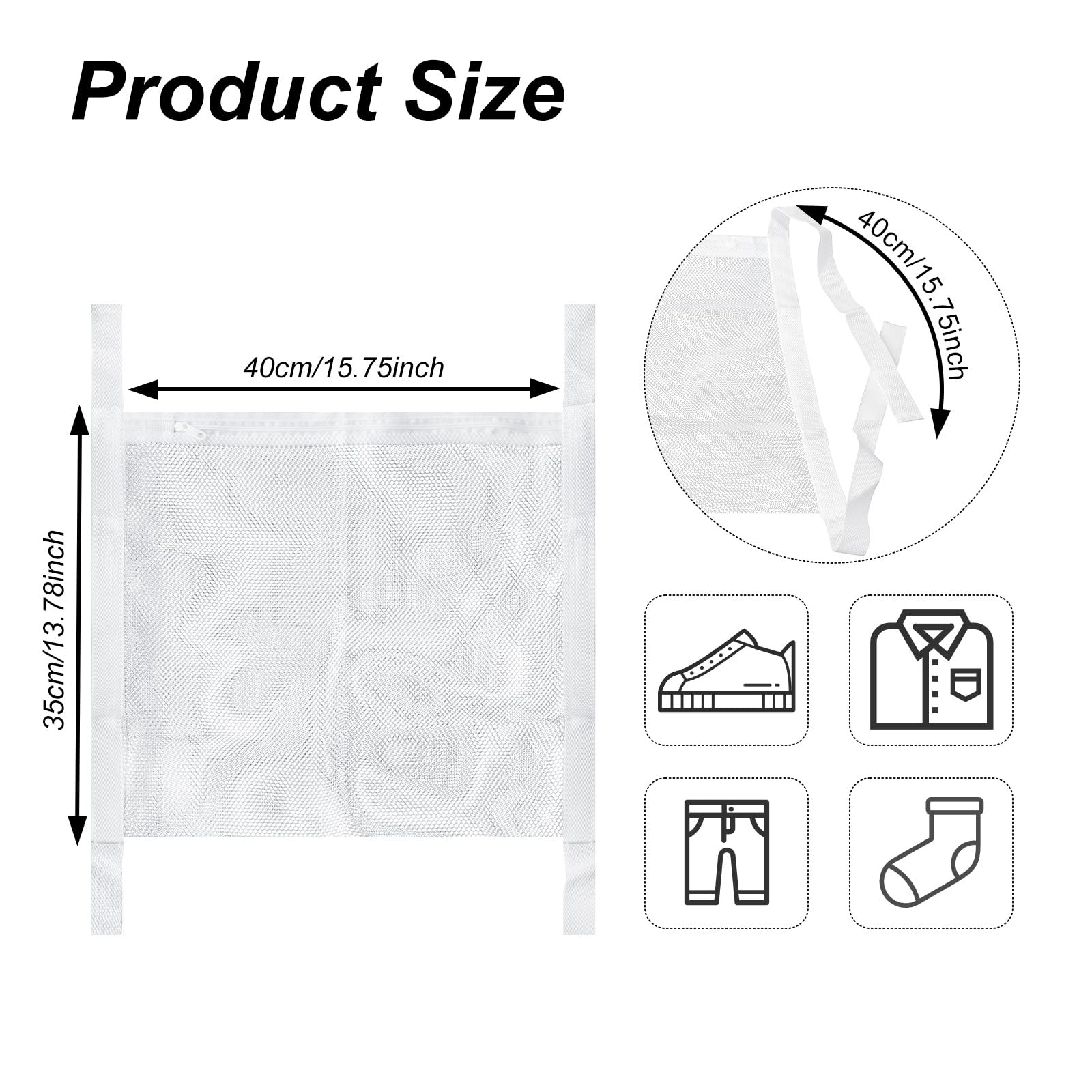 DAJISI Shoe Washing Machine Bag, Large 15.7inch Mesh Laundry Bag for Shoe Reusable Sneaker Cleaning Bag with Adjustable Strap for Shoes Clothes Washer & Dryer (White)