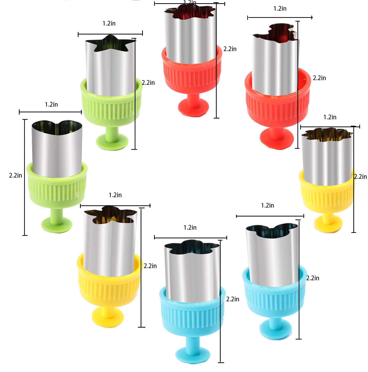 Vegetable Cutter Shapes Set - Press-type Mini Cookie Cutters Fruit Cookie Pastry Stamps Mold for Kids Baking and Food Supplement Tools Accessories (8pack)