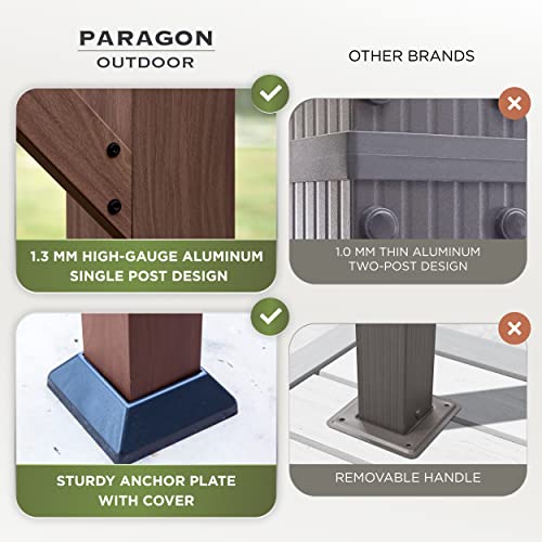 Paragon Outdoor 11' x 16' Palermo Soft Top Pergola, Gray Powder-Coated Aluminum Frame Finish with Sand Canopy, Convertible Top, Reinforced and Rust-Resistant, Perfect for Every Season