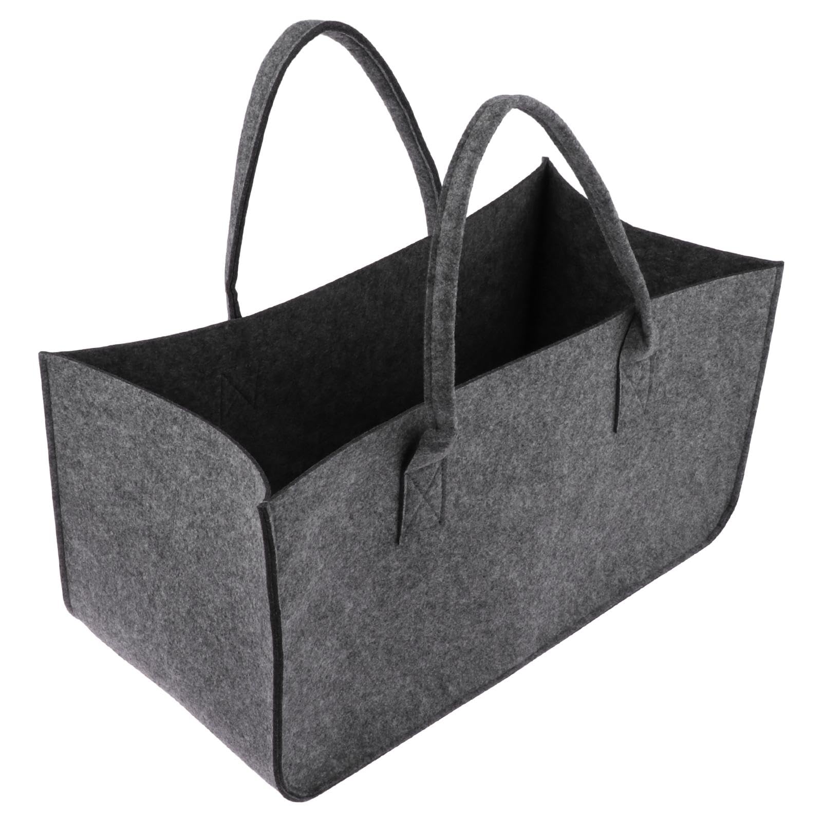 Felt Folding Storage Bin Collapsible Storage Basket 20x10x10" Large Rectangle Shelf Organizer Box for Keepsake Toy Wardrobe Bookshelf Office , dark gray