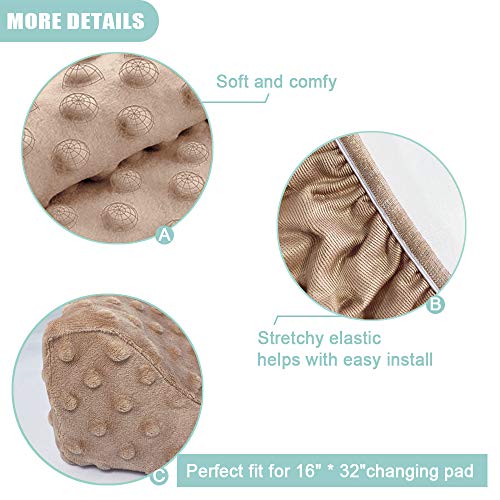 Owlowla Changing Pad Cover, Soft Minky Dots Changing Table Sheets for Baby Boy and Girl(Khaki)