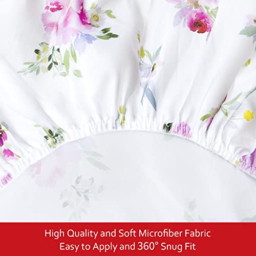 Pack and Play Sheets/Mini Crib Sheets Girl, Stretchy Pack n Play Playard Fitted Sheet, Compatible with Graco Pack n Play, Soft and Breathable Material, Floral