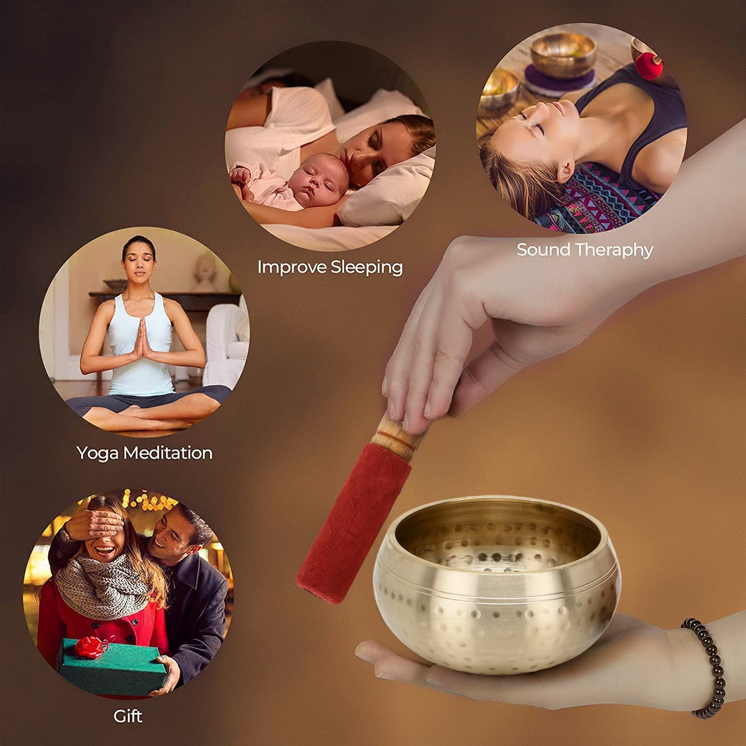 Zap Impex Beautiful New Hand Hammered Brass Singing Bowl Tibetan Meditation Yoga Singing Bowl 4 Inch