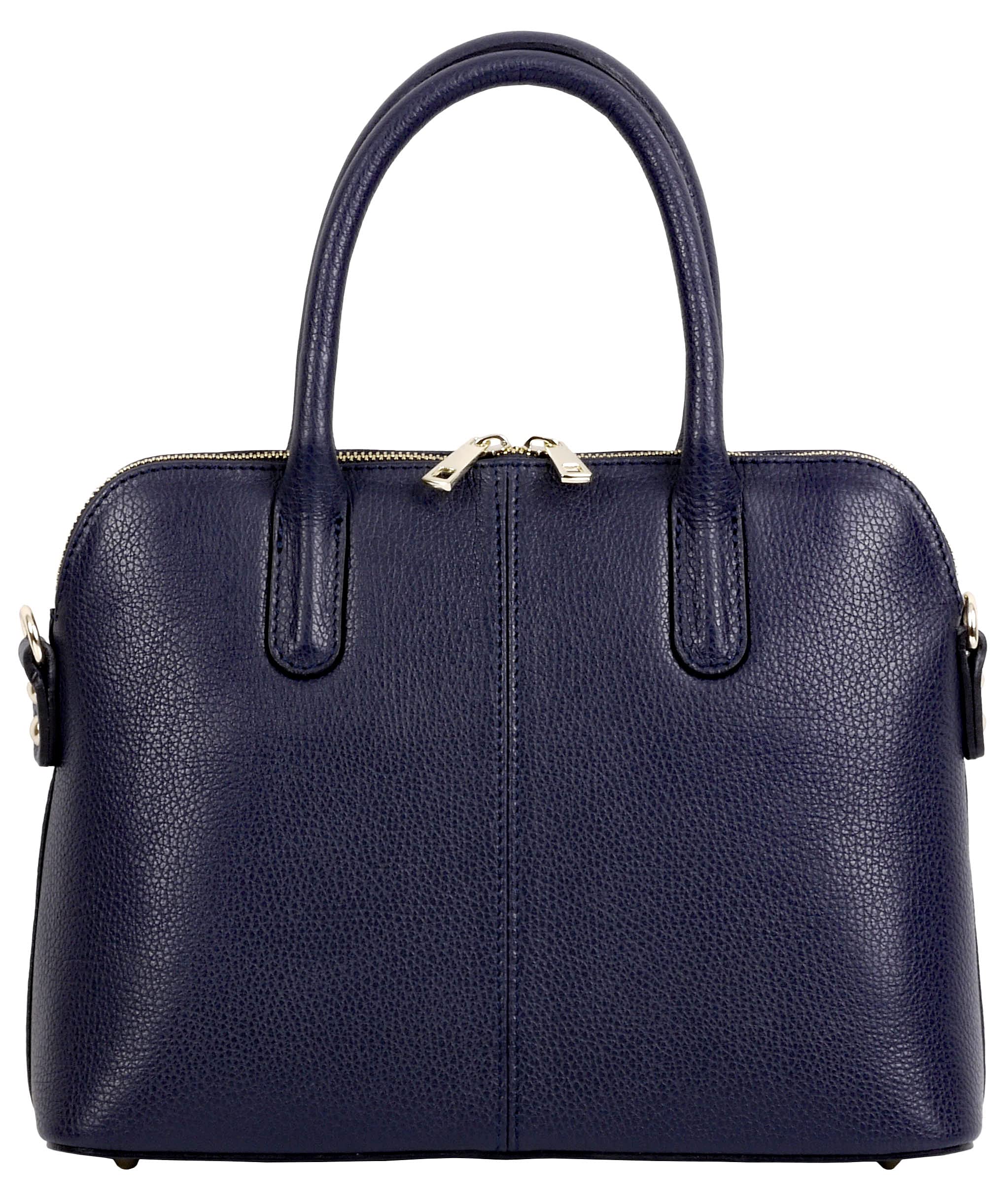 PRIMO SACCHI Italian Textured Navy Blue Leather Bowling Style Tote Grab Shoulder Bag Handbag Purse