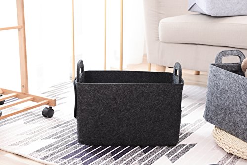 Storage Basket Felt Storage Bin Collapsible & Convenient Box Organizer with Carry Handles for Office Bedroom Closet Babies Nursery Toys DVD Laundry Organizing