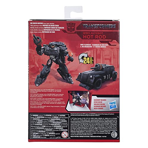 Transformers Toys Studio Series 50 Deluxe The Last Knight Movie WWII Autobot Hot Rod Action Figure - Ages 8 & Up, 4.5"