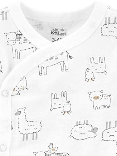 Simple Joys by Carter's Unisex Babies' Short-Sleeve Side Snap Bodysuit, Pack of 5, Forest Animals/Sheep/Stars/Stripe, 0-3 Months