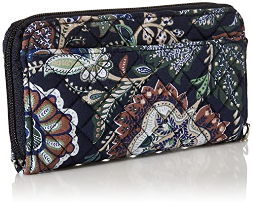 Vera Bradley Women's Cotton Accordion Wristlet With RFID Protection, Java Navy Camo - Recycled Cotton, One Size