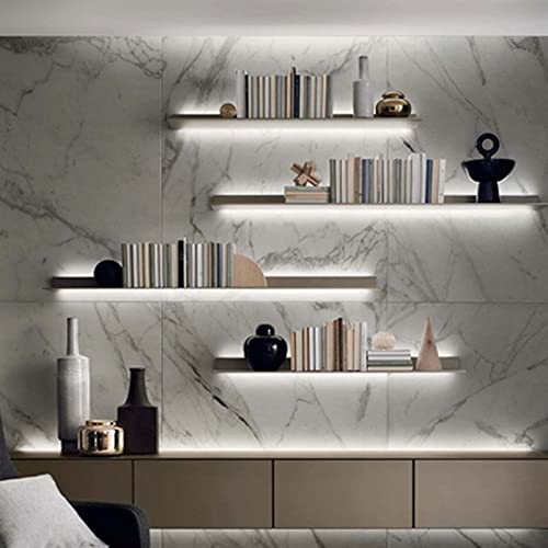 SLVUAFRN Floating Display Shelf with Built-in Illuminated LED Light and Transformer, Metal Wall Mounted Light-Emitting Shelves, Lighted Display Stand for Entrance Bar Countertop Living Room Bathroom…